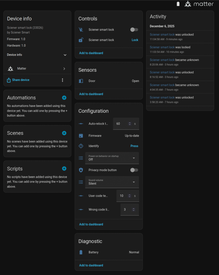 [Home Assistant] Sciencer smart lock V1 Pro+ – nocin.eu